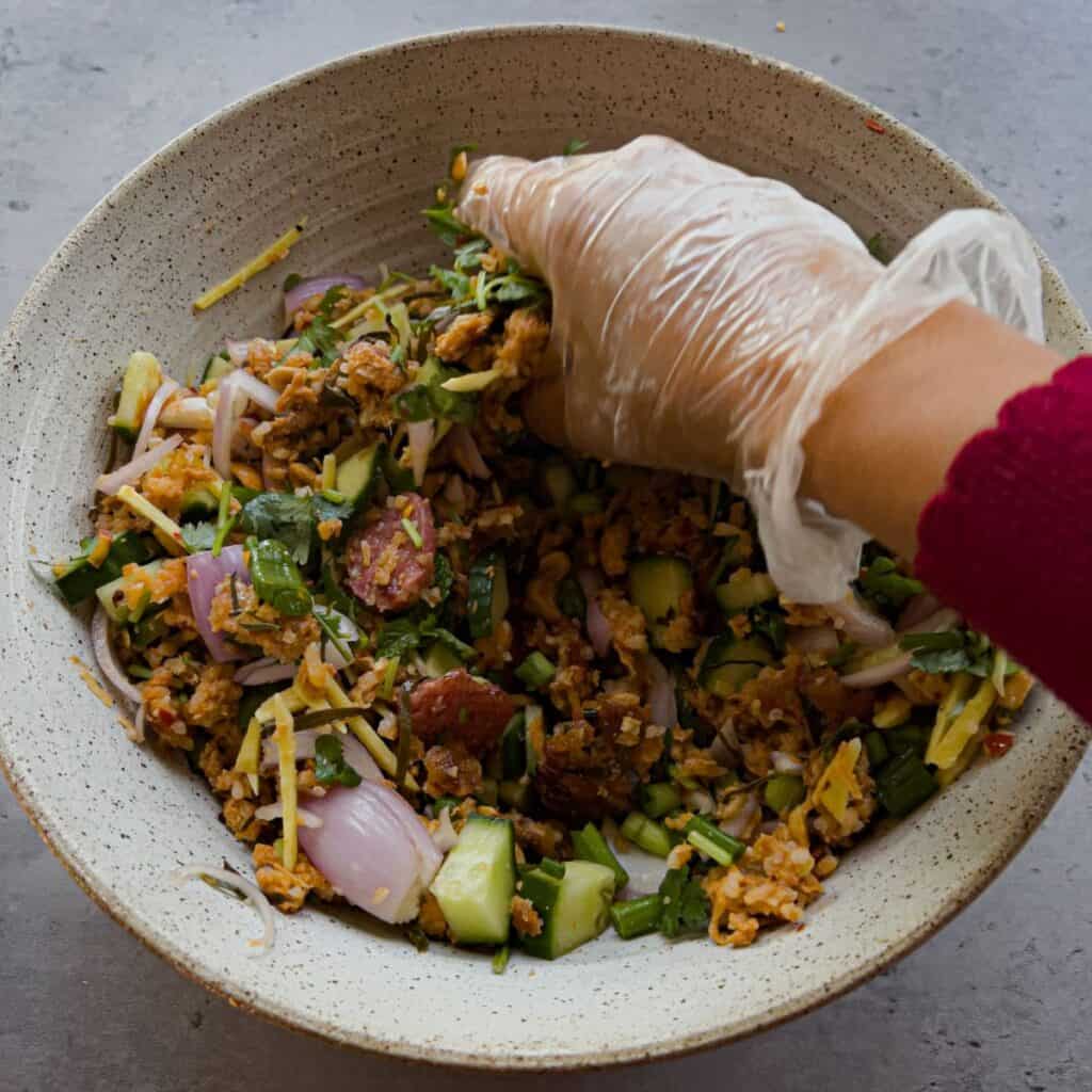 Crispy Rice Salad (Nam Khao) - Sticky Rice Thai Kitchen